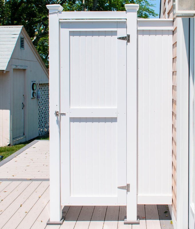 PVC Outdoor Shower | Lattice Roof | MA - Cape Cod Outdoor Shower Kits